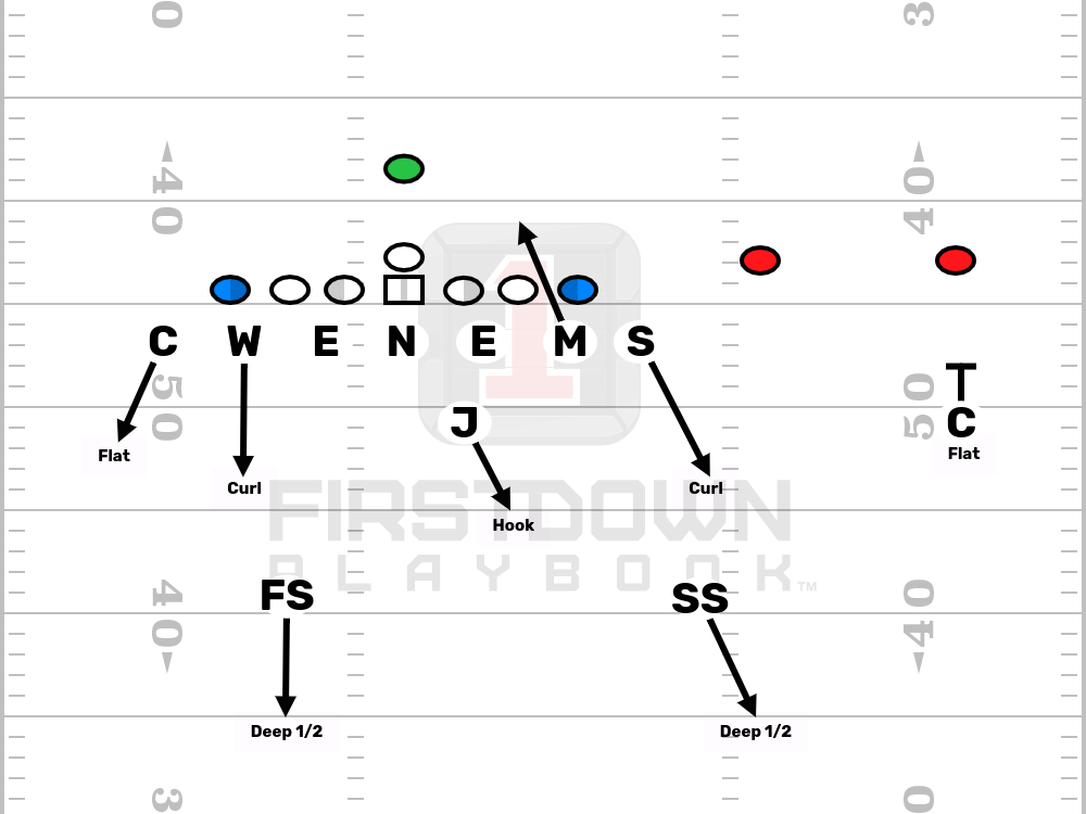 3-4 Bear v 3x1 Tight | Editable Football Play Drawing