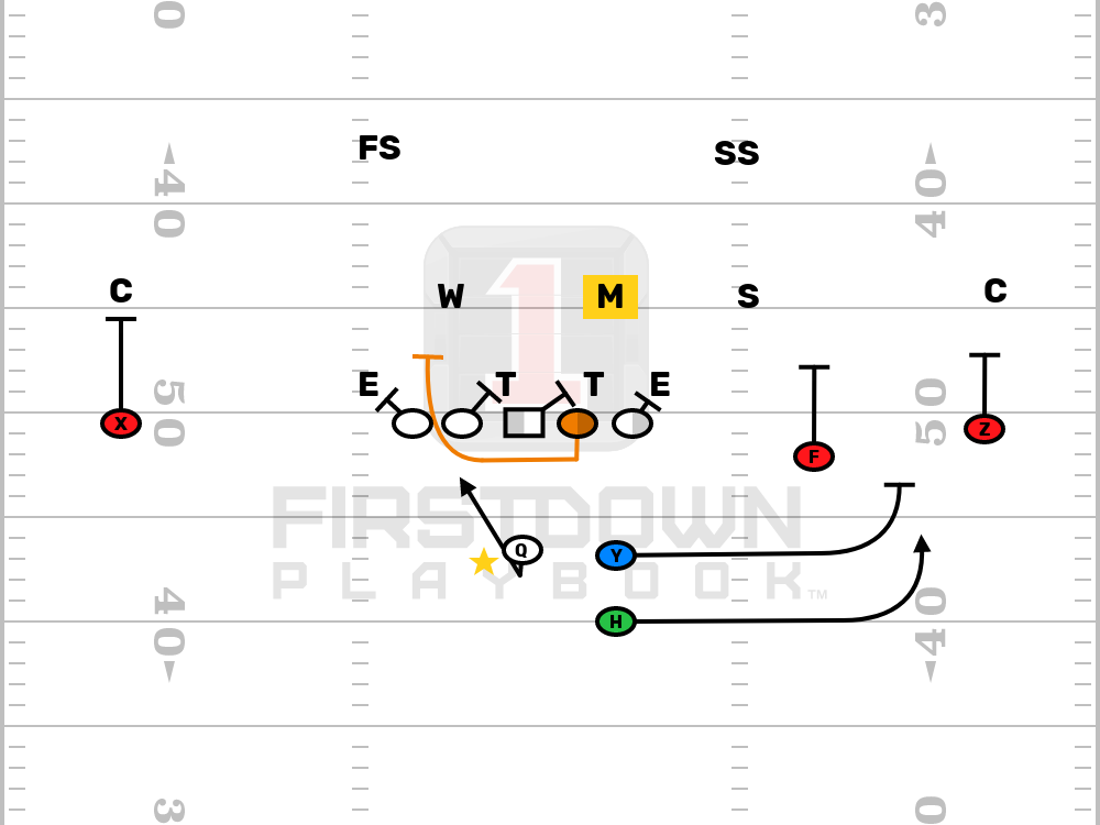 QB Power Bubble RPO | Editable Football Play Drawing