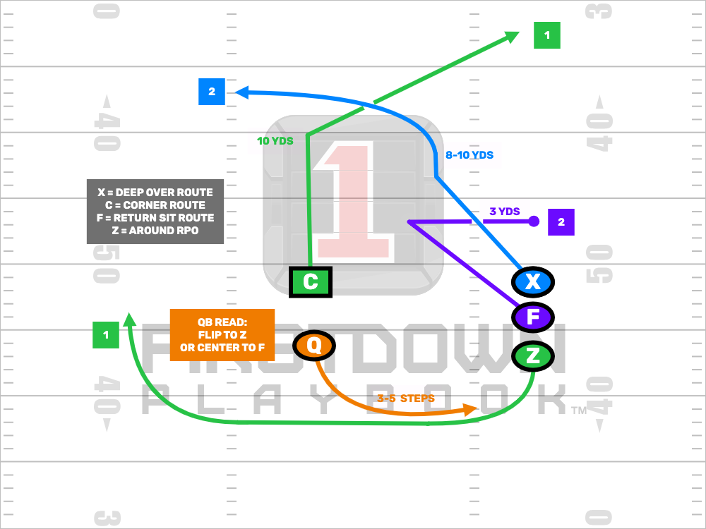 STANFORD STACK BREAKER RPO | Editable Football Play Drawing